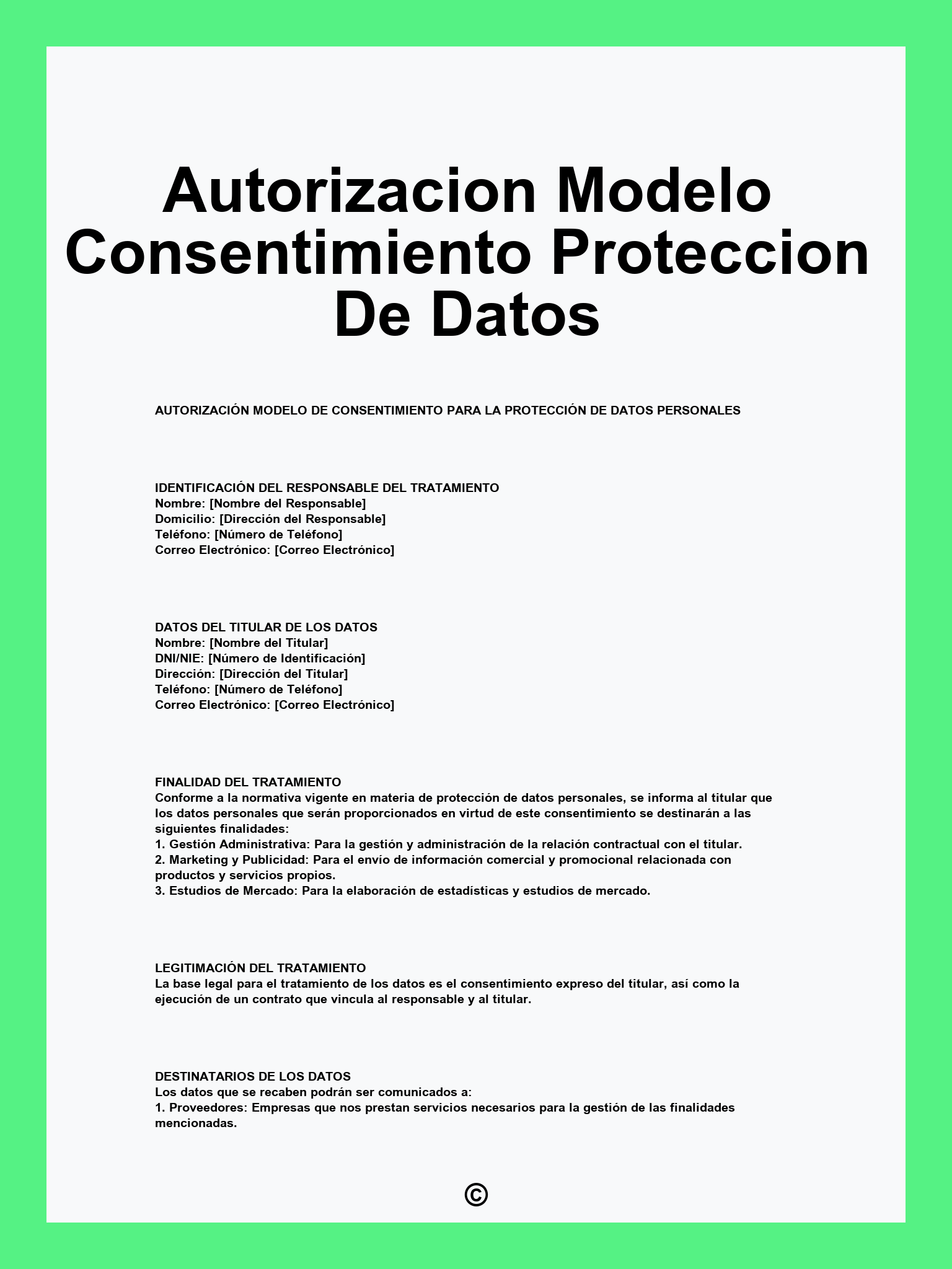 Autorizacion Modelo Consentimiento Proteccion De Datos