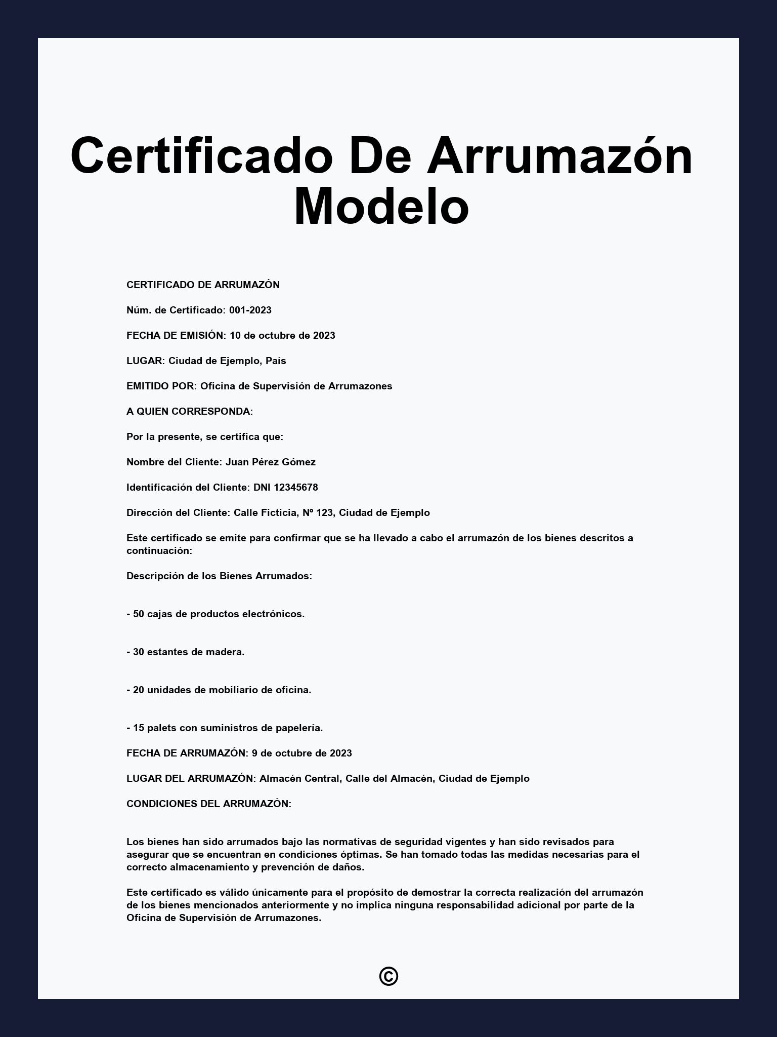 Ejemplos De Certificados De Productos