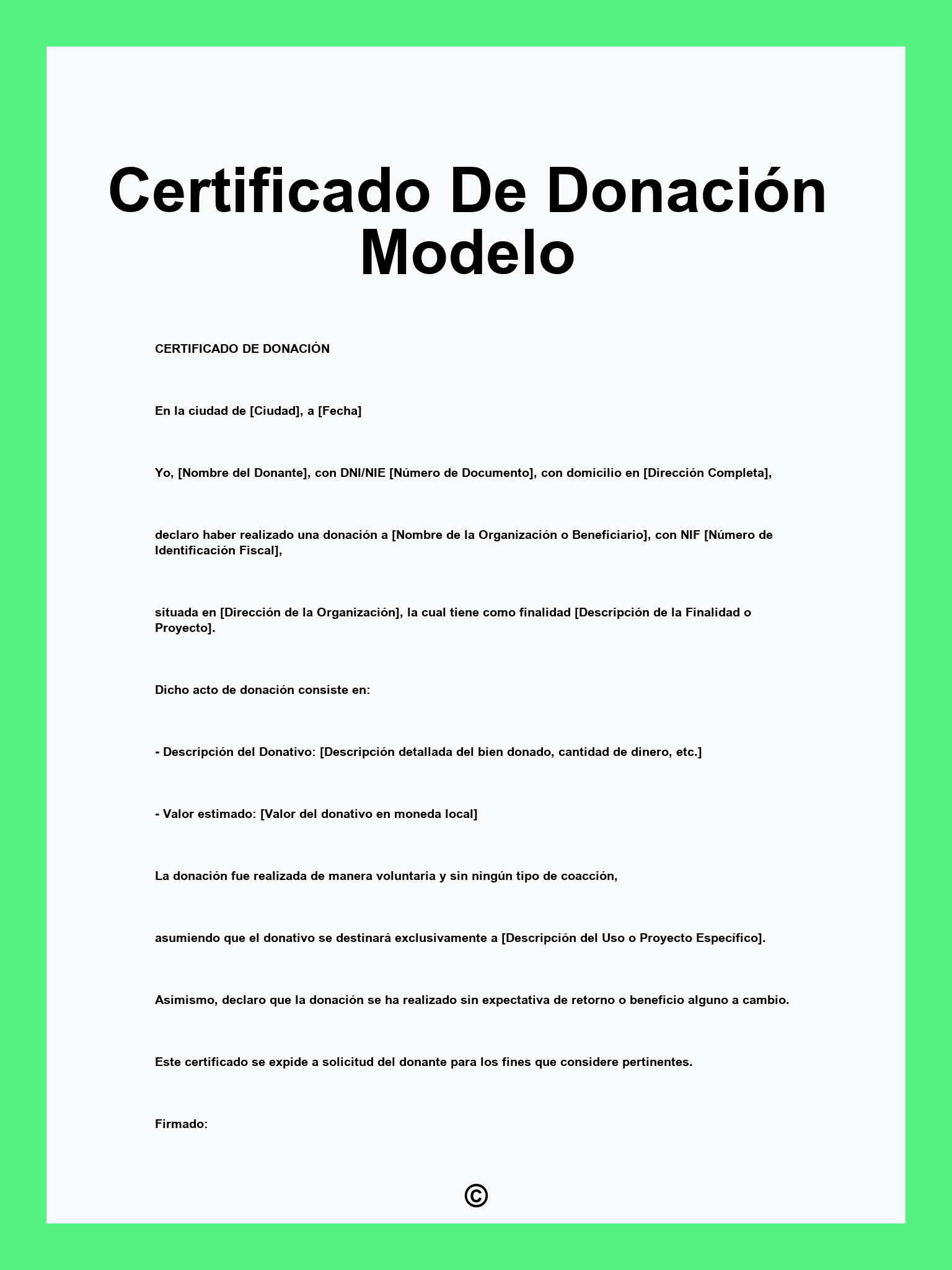 Certificado De Donación Modelo