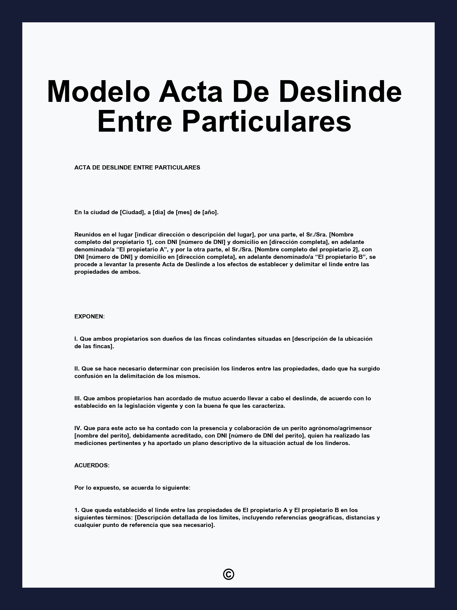 Modelo Acta De Deslinde Entre Particulares