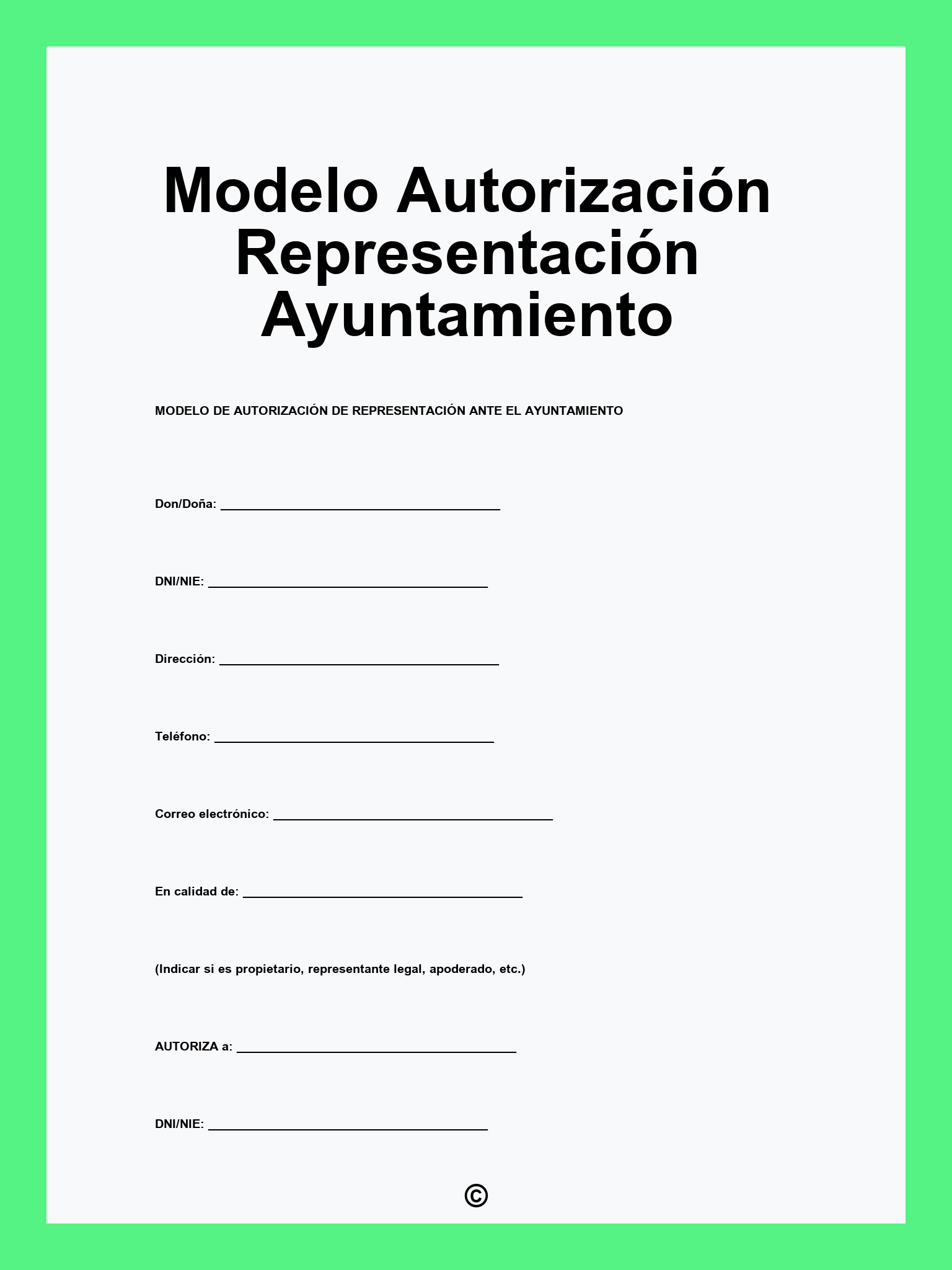 Modelo Autorización Representación Ayuntamiento
