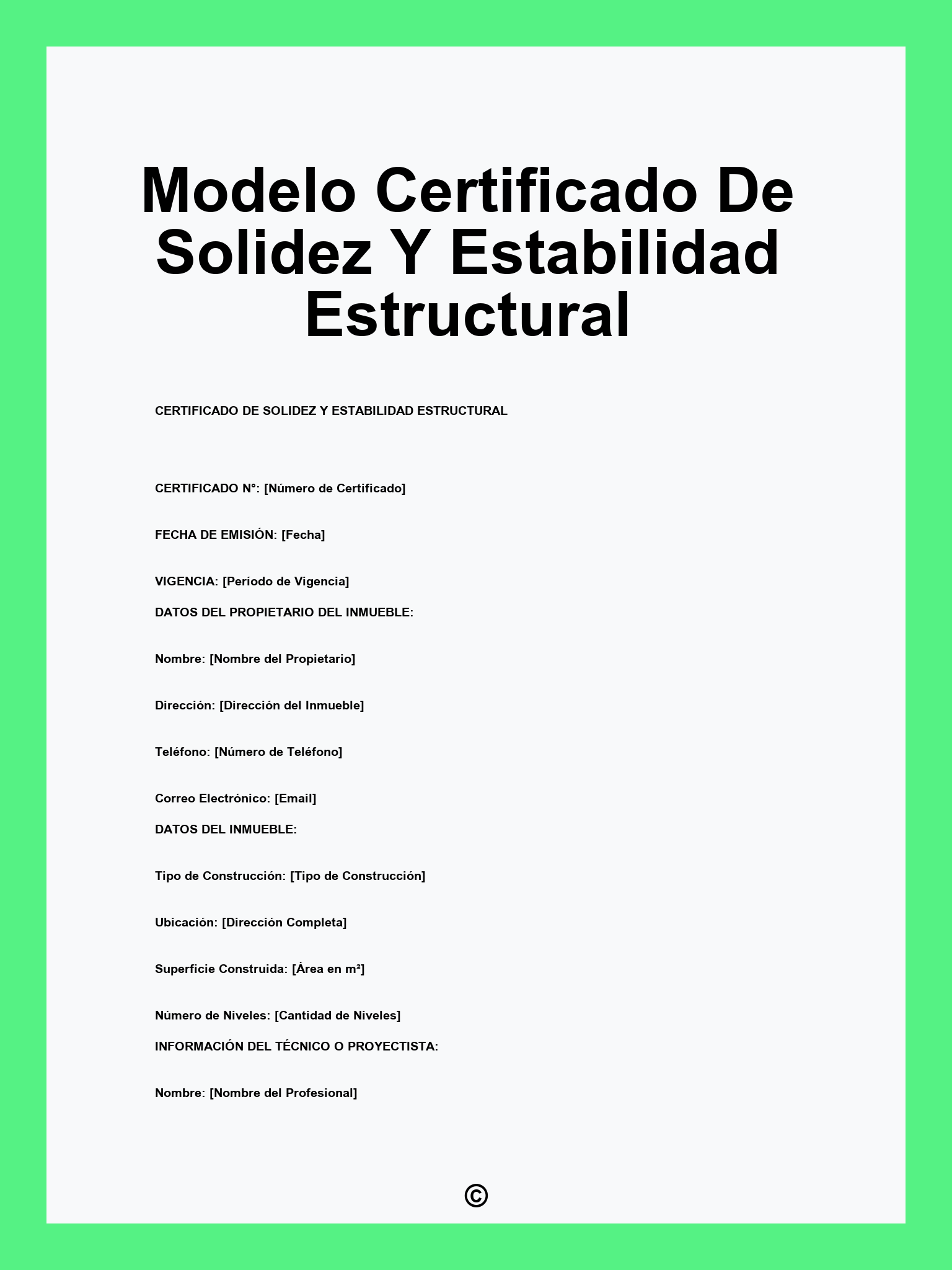 Modelo Certificado De Solidez Y Estabilidad Estructural