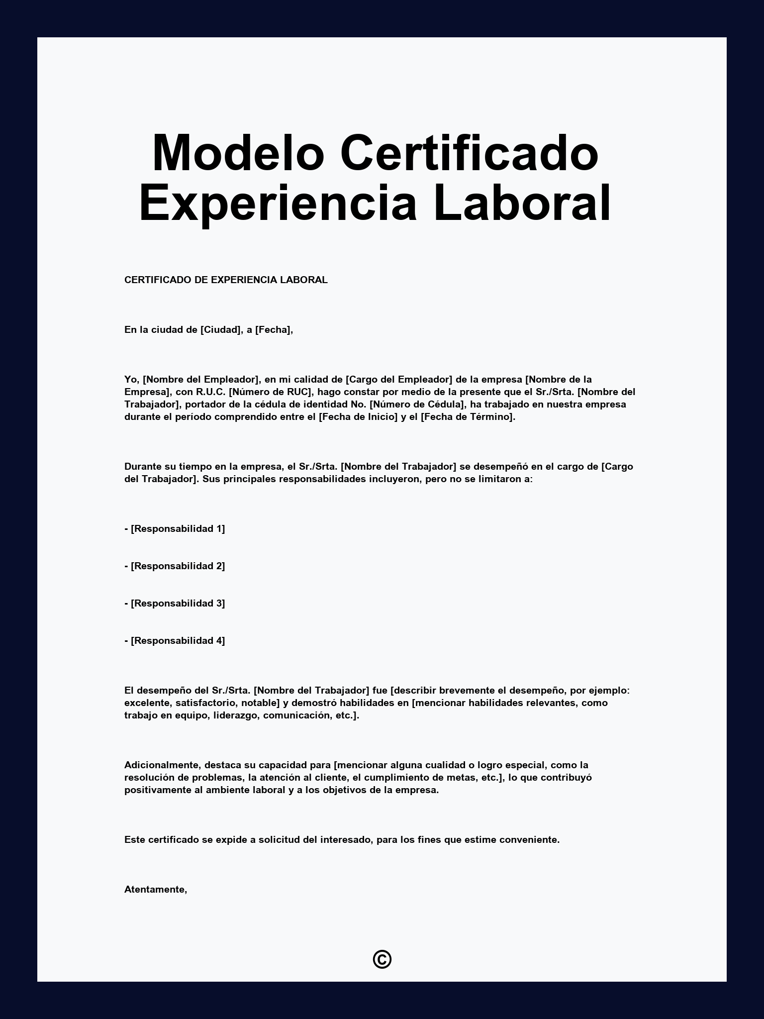 Modelo Certificado Experiencia Laboral