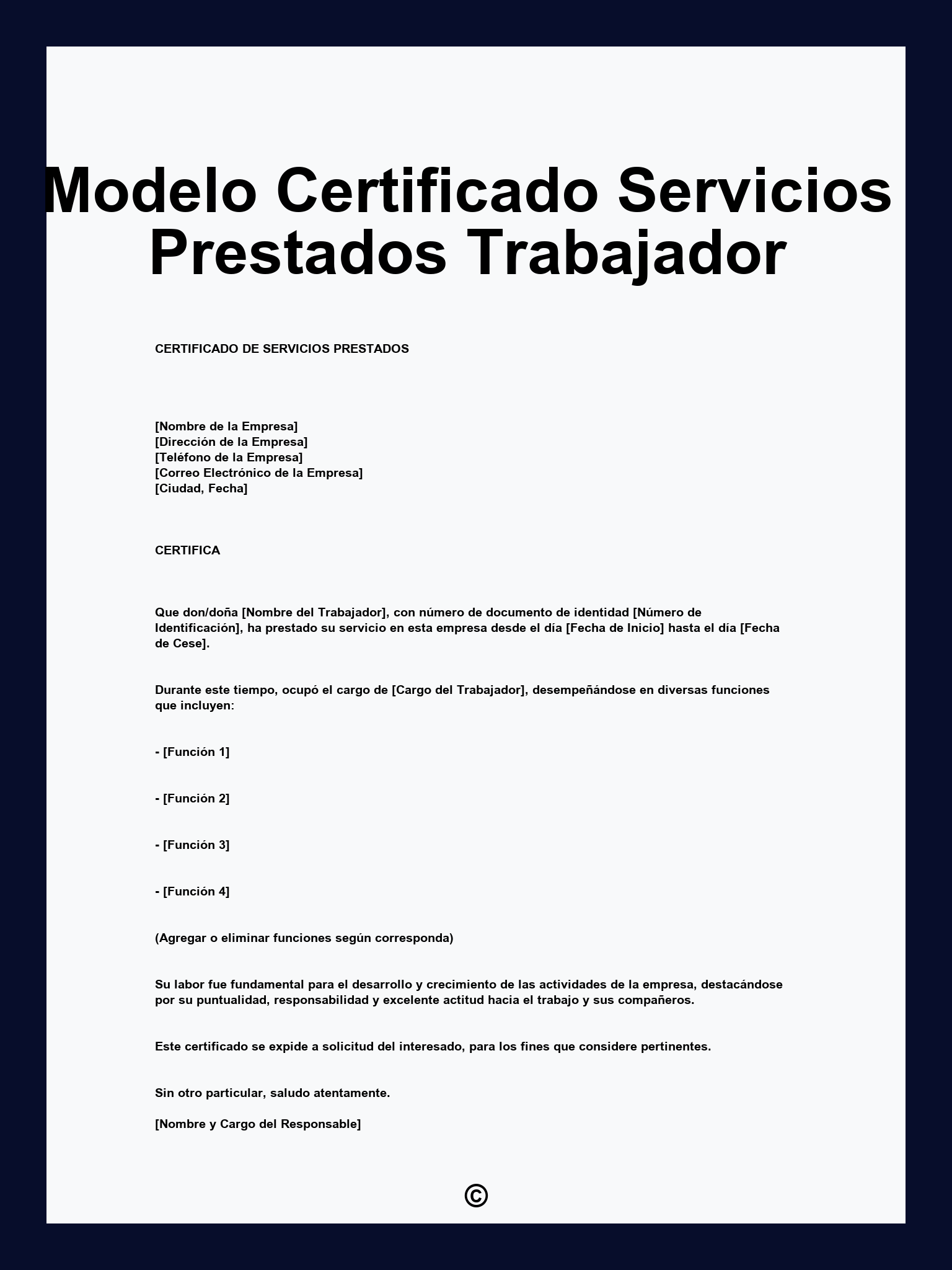 Modelo Certificado Servicios Prestados Trabajador