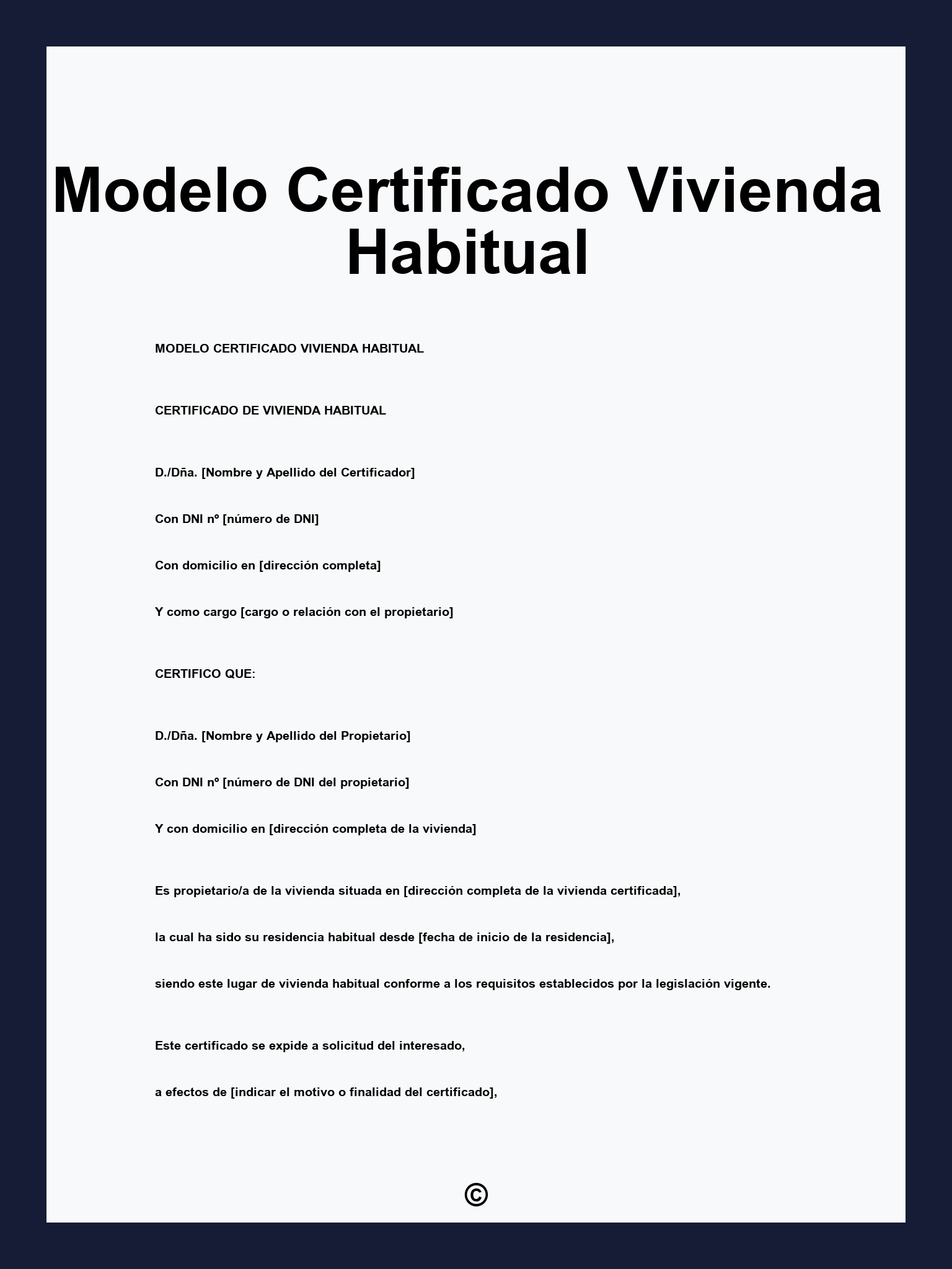 Modelo De Formulario De Prueba De Propiedad