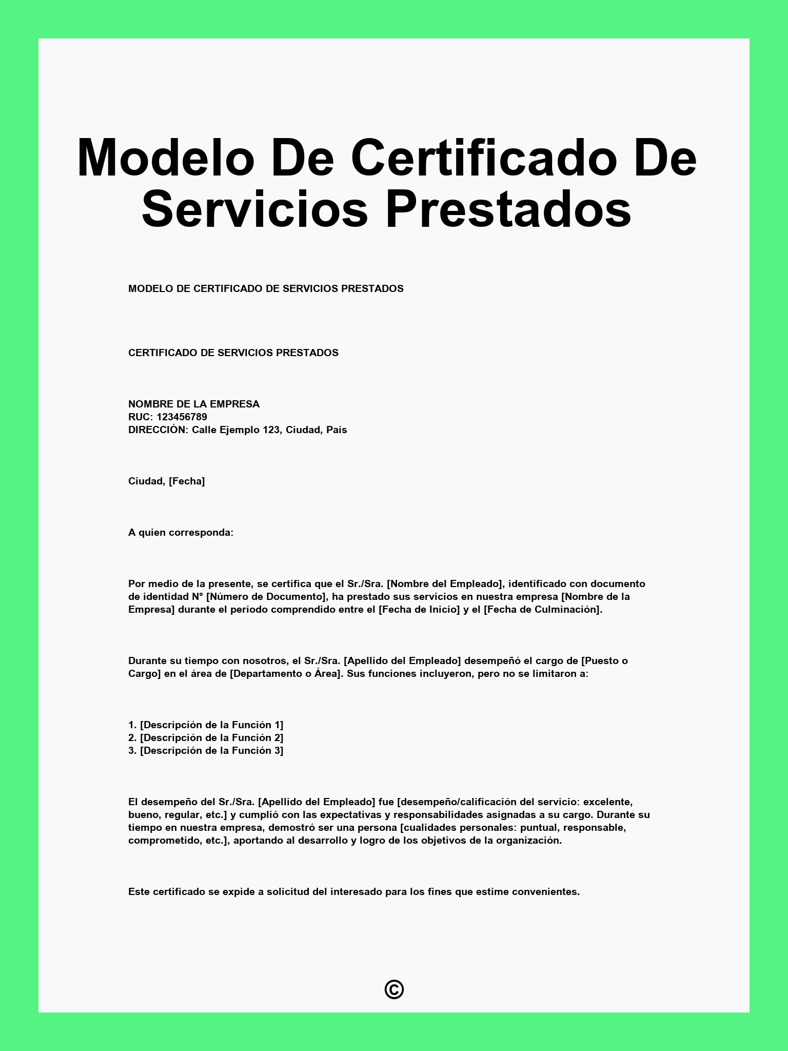 Modelo De Certificado De Servicios Prestados